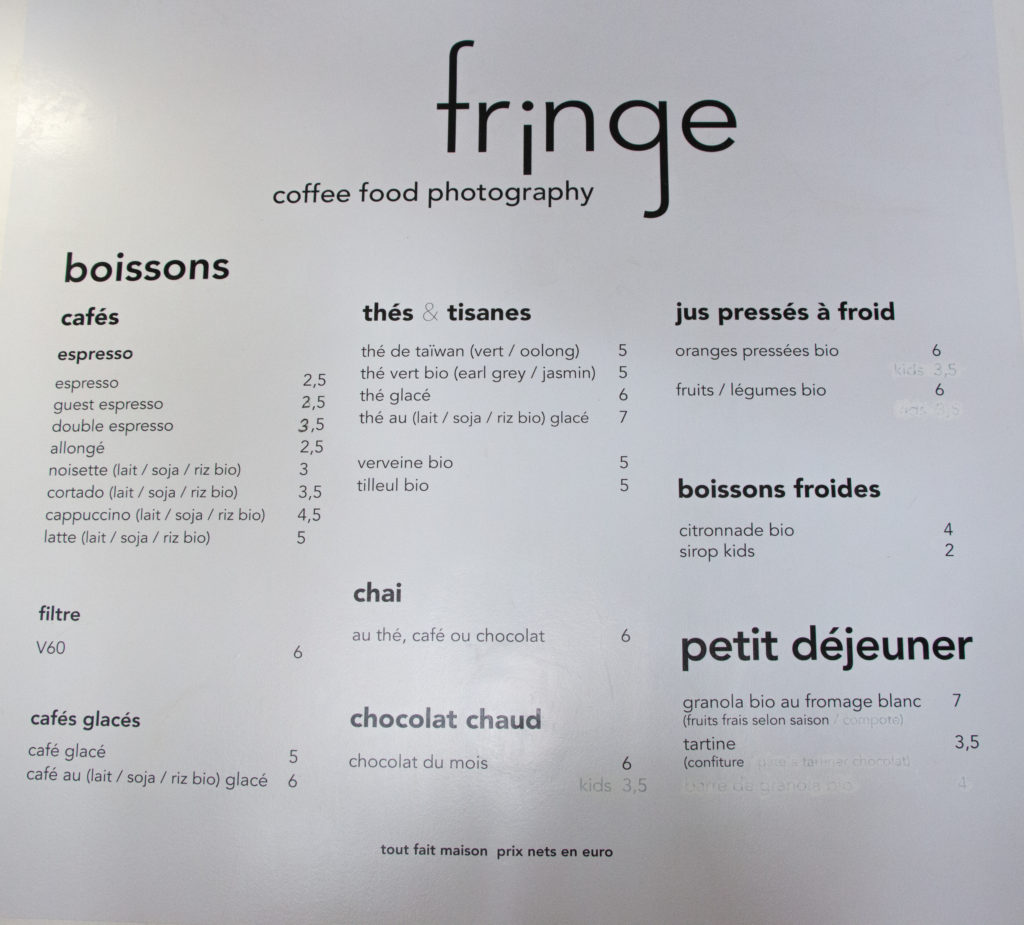 Menu Brunch Fringe Paris | Les Paris de Laura